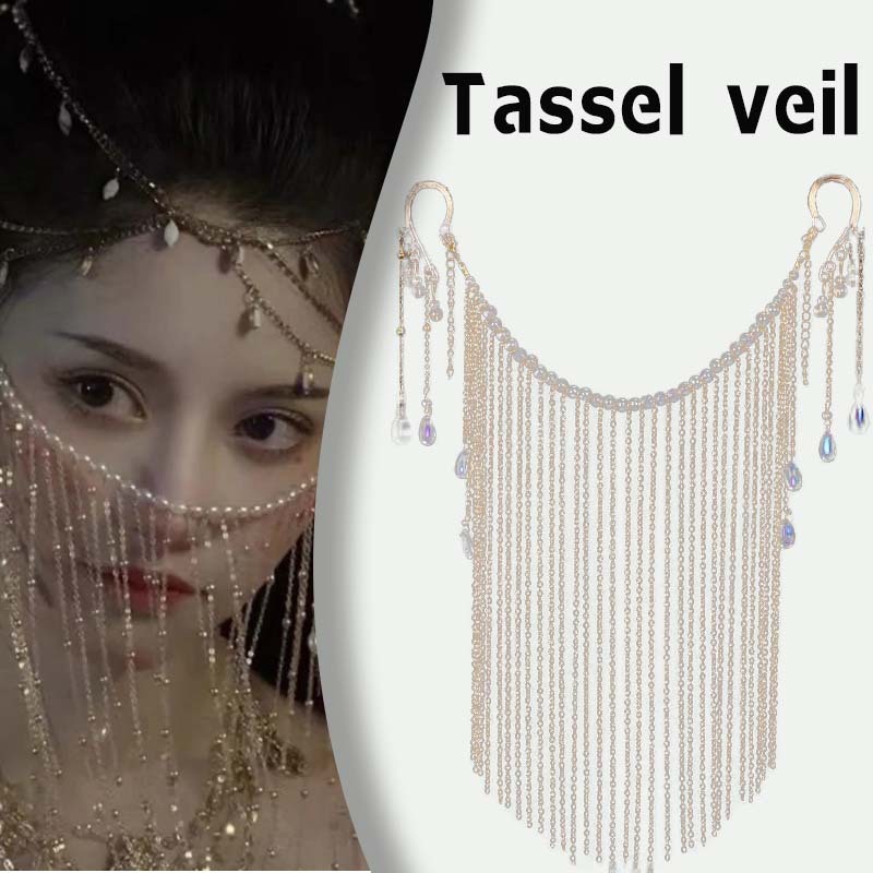 Jual Cadar Rantai Headpiece Gold Aksesoris Hanfu Niqab Rantai Emas ...
