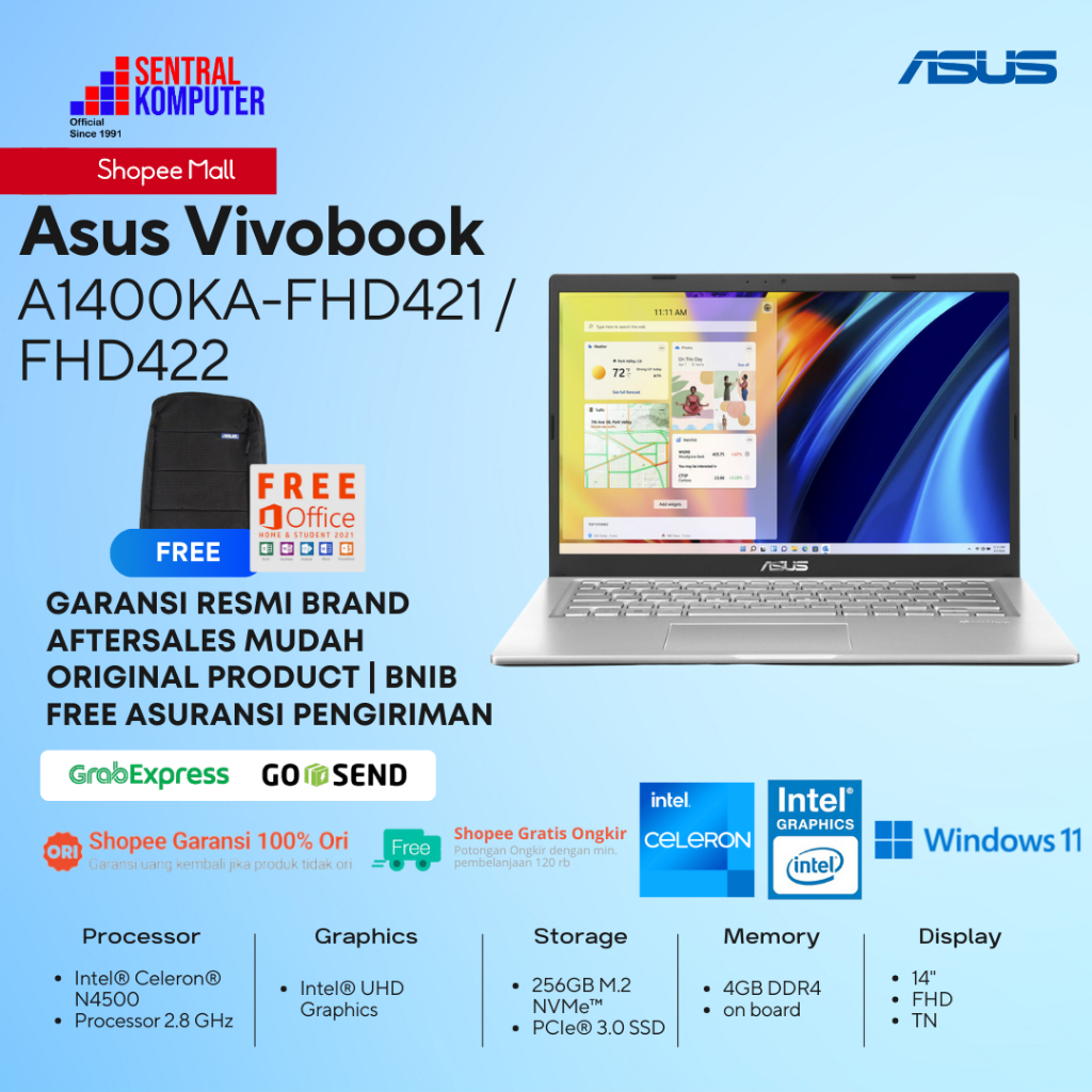 Jual Asus Vivobook 14 A1400KA 14.0-inch FHD Intel Celeron N4500 4GB ...