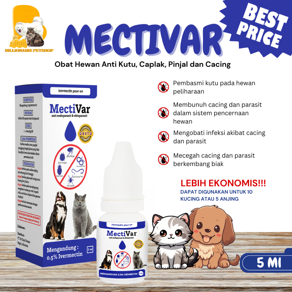 Jual [06/25] Mectivar Obat Tetes Anti Ektoparasit Endoparasit Kutu ...