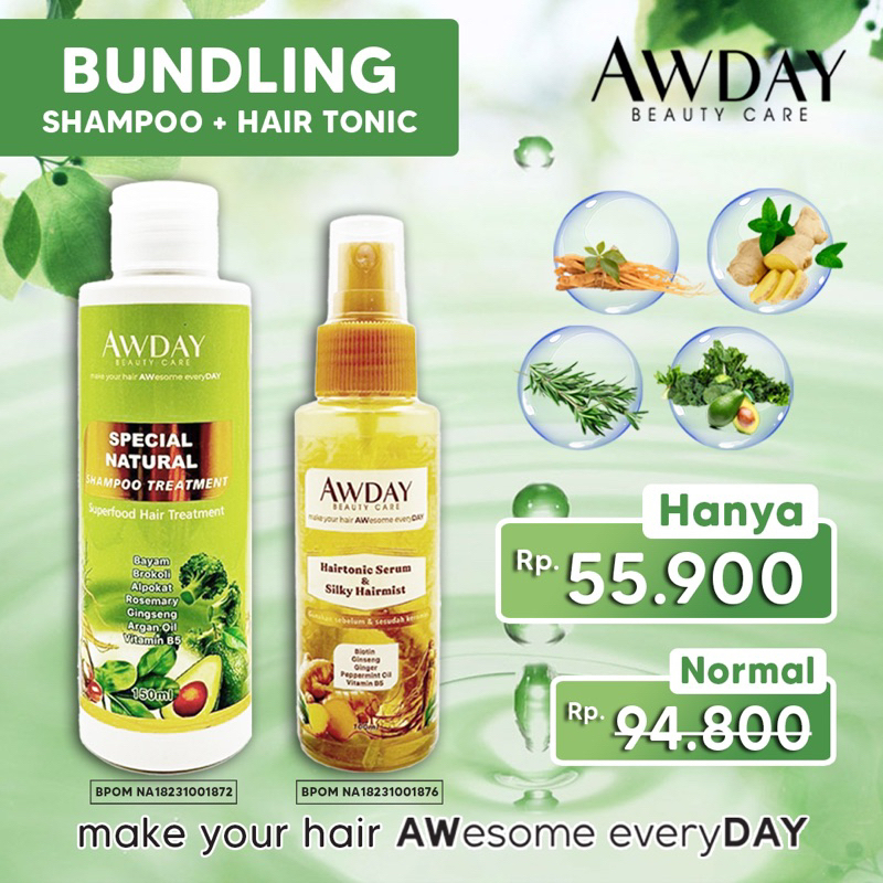 Jual PAKET MURAH AWDAY SHAMPOO SPECIAL NATURAL + HAIR TONIC | Shopee ...