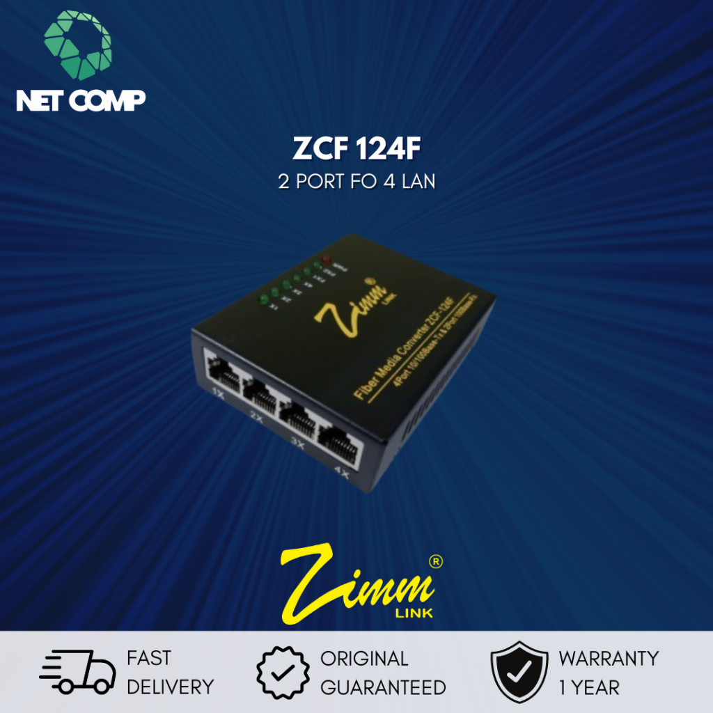 Jual ZIMMLINK ZCF-124F MEDIA CONVERTER 155MBPS SINGLE MODE 20KM 2 FIBER ...