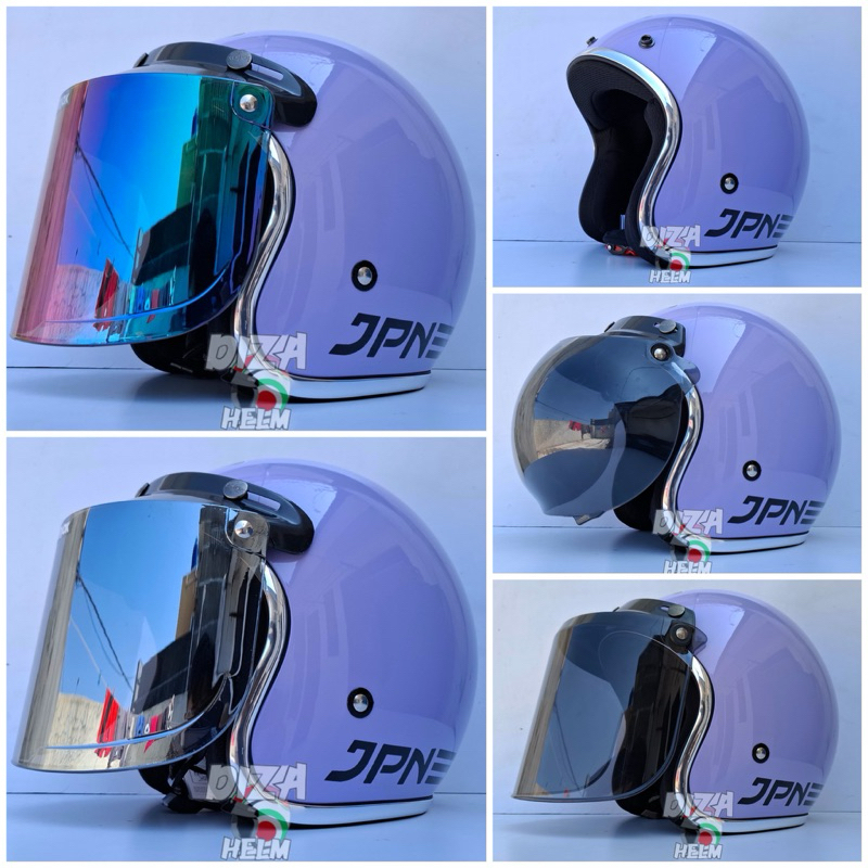 Jual Helm JPN List Chrome/Croom Ungu pastel | Shopee Indonesia