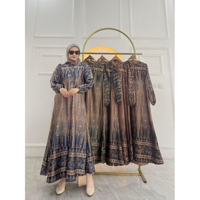 Jual Gamis armany silk motif PANAH JUMBO MAYUNG set hijab | Shopee ...