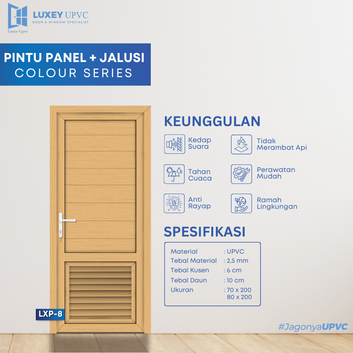 Jual 1 SET PINTU + KUSEN UPVC PREMIUM FULL PANEL + JALUSI BY LUXEY DOOR ...