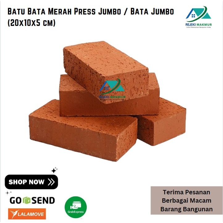 Jual Batu Bata Merah Press Jumbo 19.5x10x5 cm 1 Truk = 6.000 pcs ...