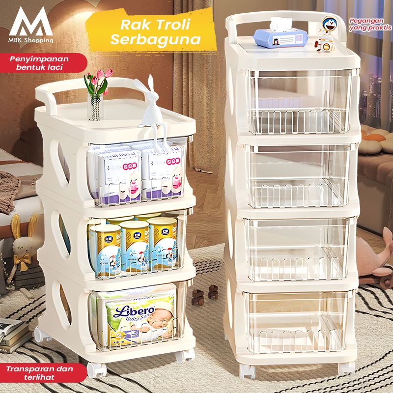 Jual Rak Trolley dorong Laci Rak Troli Susun Serbaguna Kamar Tidur Rak ...