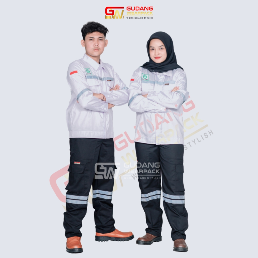 Jual WEARPACK SETELAN Wearpack PUTIH POLOS/lengan panjang/sleting ...