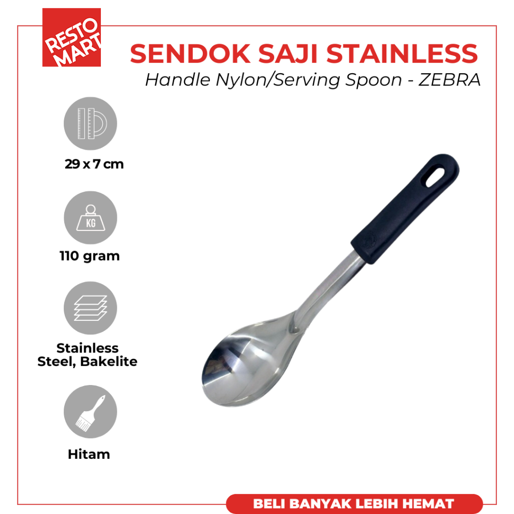 Jual Sendok Saji Stainless Handle Nylon / Serving Spoon 102000 ZEBRA ...