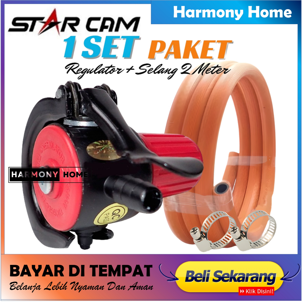 Jual Regulator Gas Starcam SC-T12T+Selang Gas Oren 2 Meter+2 Pic Klem ...