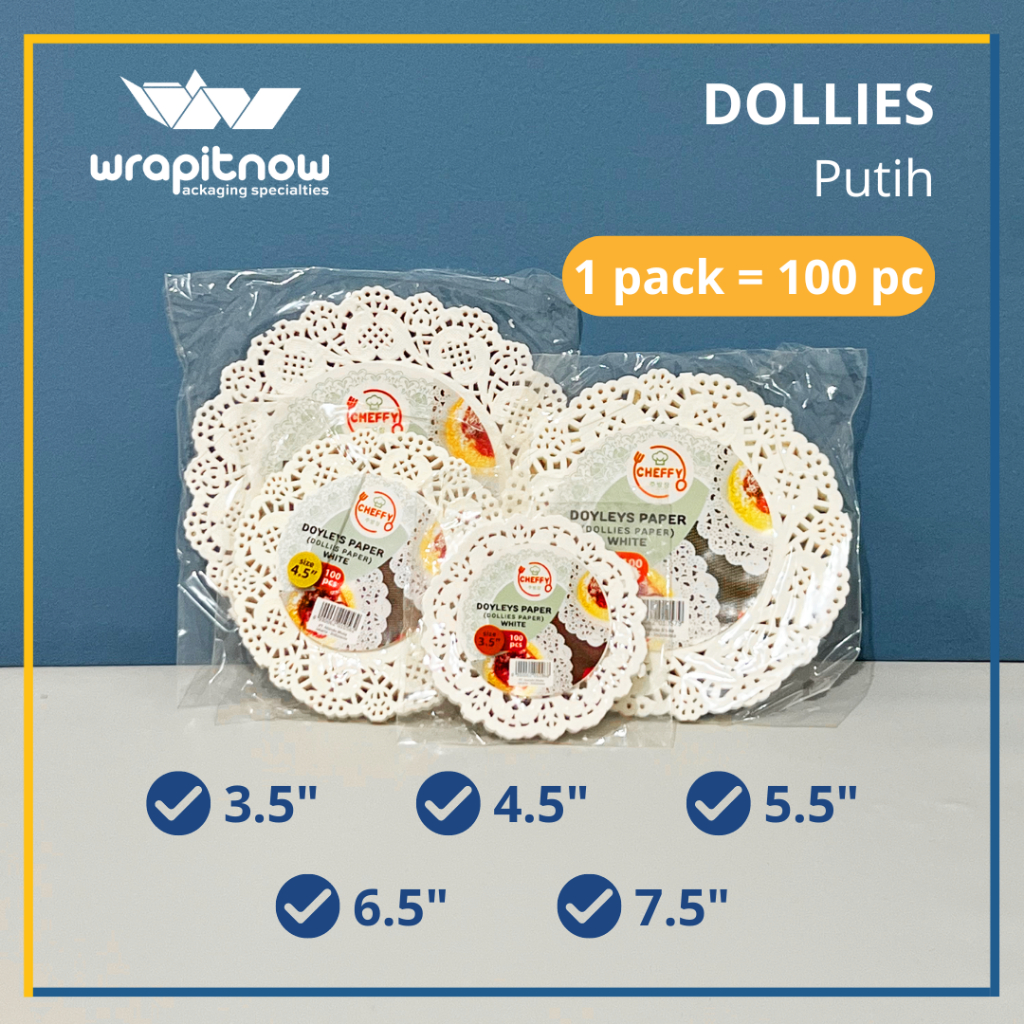 Jual (100 Pcs) Dollies Paper / Doilies Paper Putih Doyleys Paper Round ...