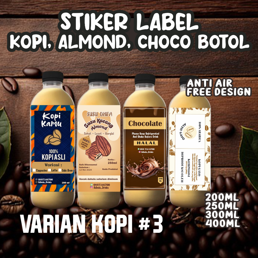 Jual CETAK STIKER LABEL MINUMAN BOTOL KOPI PART 3// Stiker Minuman "250 ...