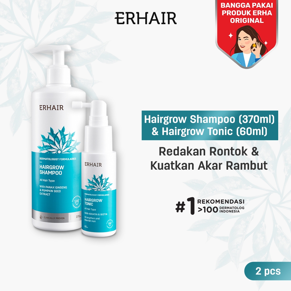 Jual Erhair Hairgrow Shampoo 370ml + Hair Tonic 60ml | Shopee Indonesia