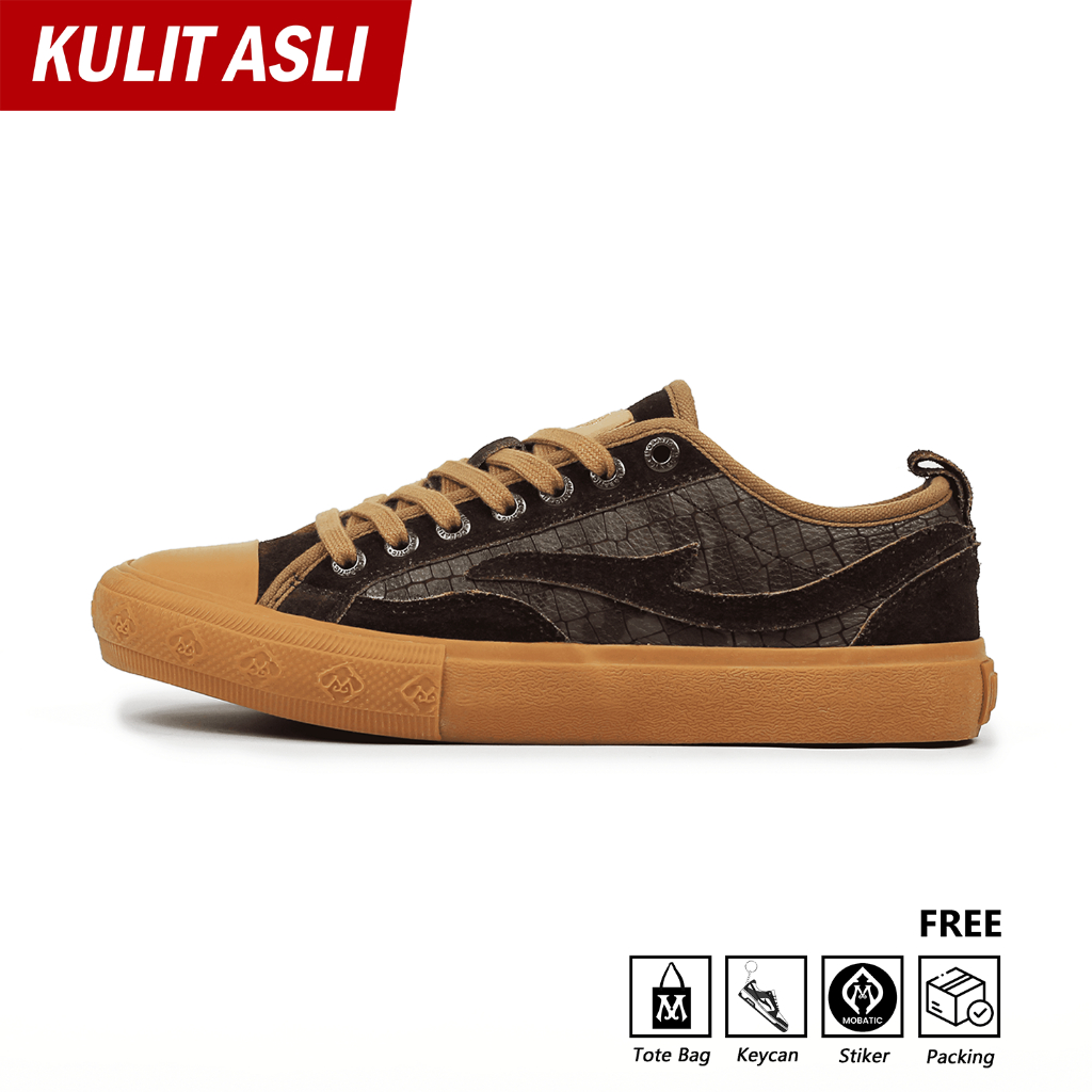 Jual Mobatic Artic Low Brown || Sepatu Kulit Pria | Shopee Indonesia