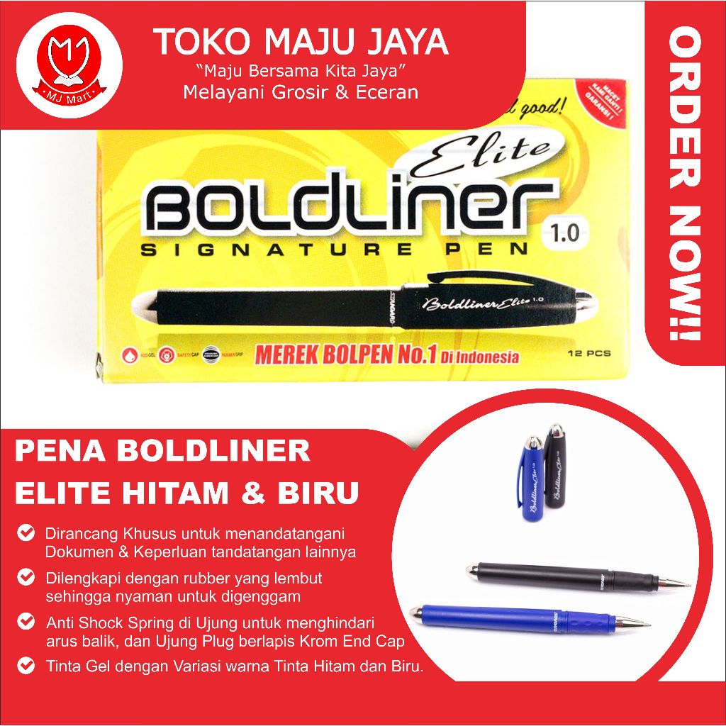 Jual PENA BOLDLINER ELITE HITAM & BIRU (Lusin) | Shopee Indonesia