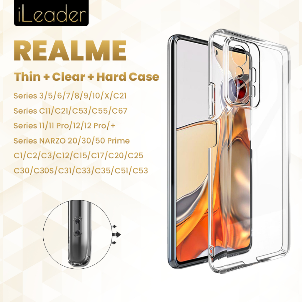 Jual iLeader Thin Clear Hard Case REALME C11 C20 C51 C53 C2 C17 C21 C55 ...