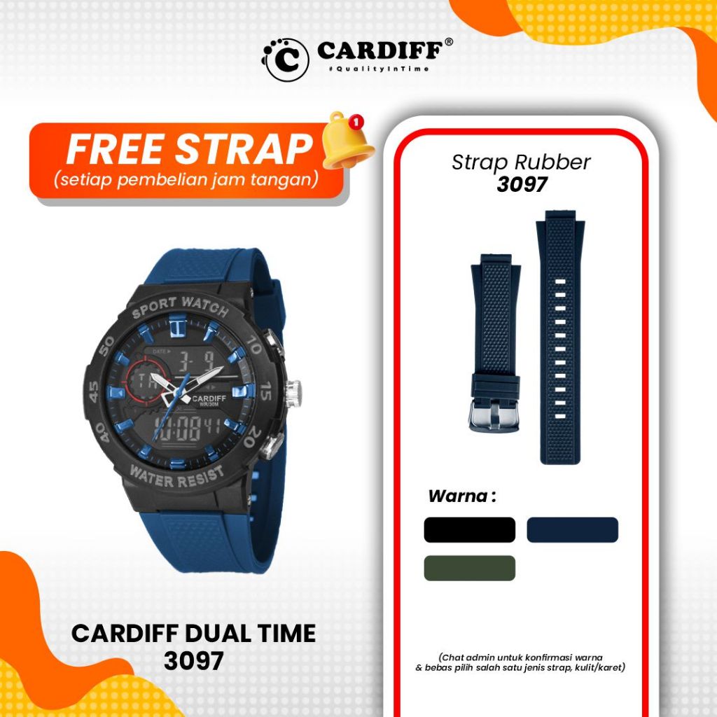 Jual CARDIFF DT 3097 Jam Tangan Pria Dual Time Water Resist | Shopee ...