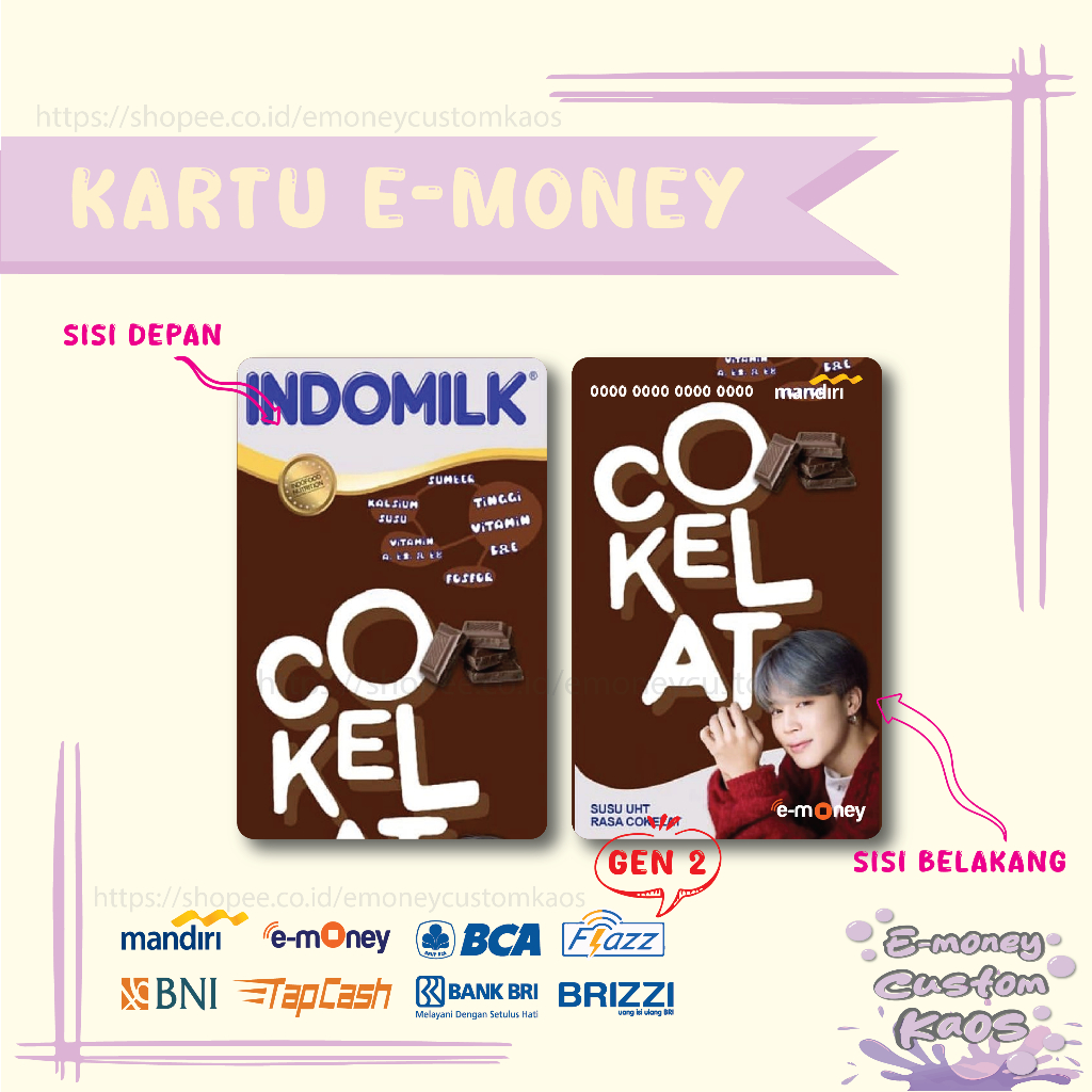 Jual KARTU EMONEY BTS JIMIN COKELAT MILK INDOMILK SUSU SNACK LUCU E ...