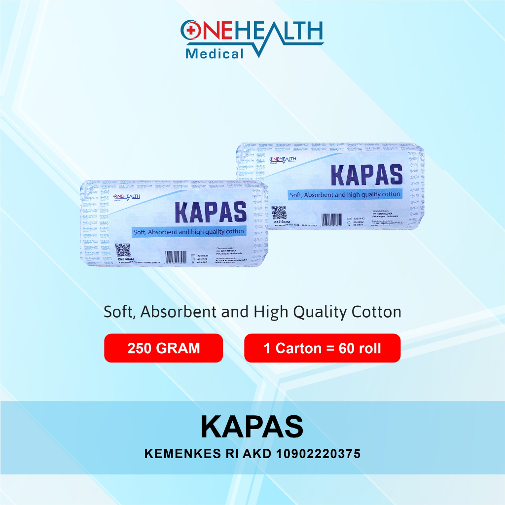 Jual (MUTIARA ALKES) ONEHEALTH Kapas Putih Pembalut Medis 250gram ...