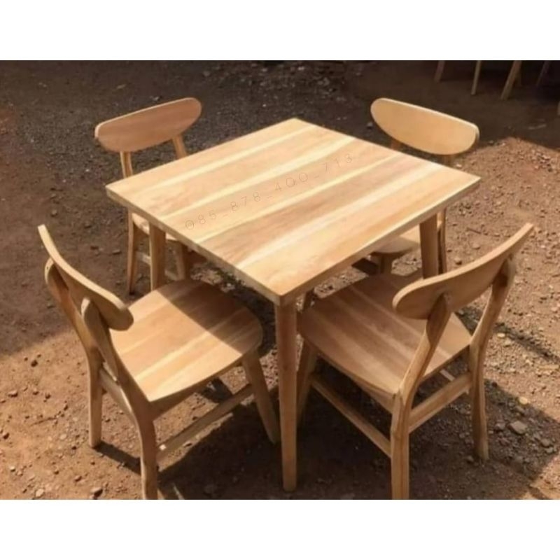 Jual Set meja makan cafe full Kayu Jati meja makan set minimalis kursi makan ropan jati meja ...