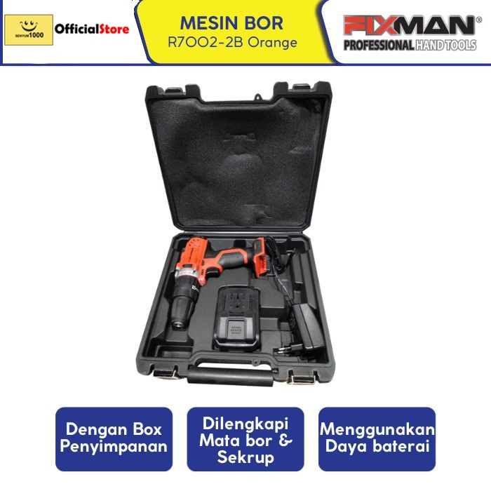 Jual Fixman Mesin Bor Tanpa Kabel R7002-2B Merah | Shopee Indonesia
