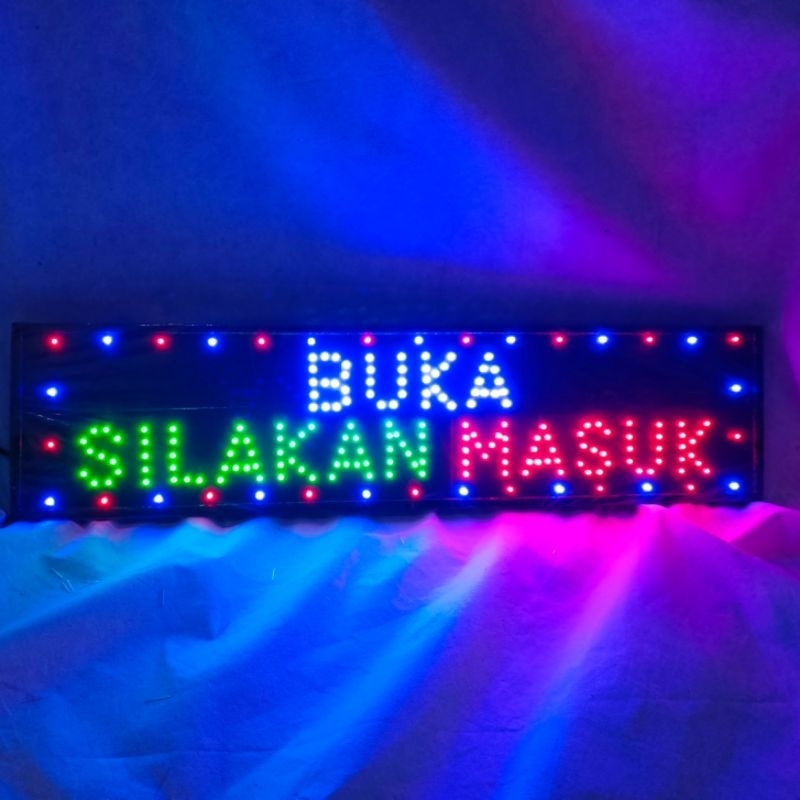 Jual papan lampu LED tulisan BUKA SILAKAN MASUK daya 12watt tinggal ...