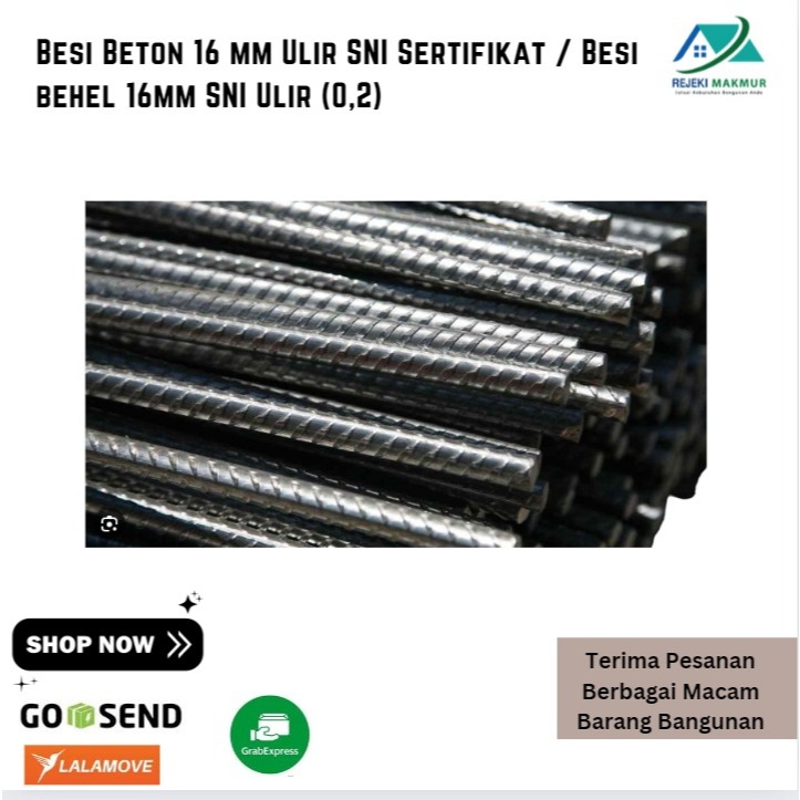 Jual Besi Beton 16 mm Ulir SNI Sertifikat / Besi behel 16mm SNI Ulir (0,2) | Shopee Indonesia