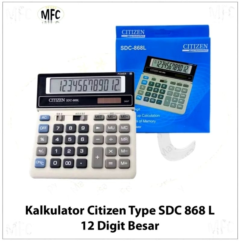 Jual Kalkulator kasir/calkulator sdc-868l besar 12digitt/calculator ...