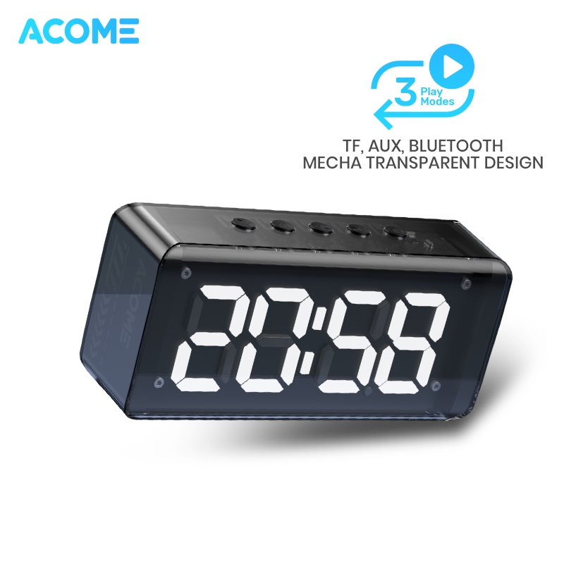 Jual ACOME A19 Speaker Bluetooth 5.3 Jam Alarm Transparan Mecha 3W ...
