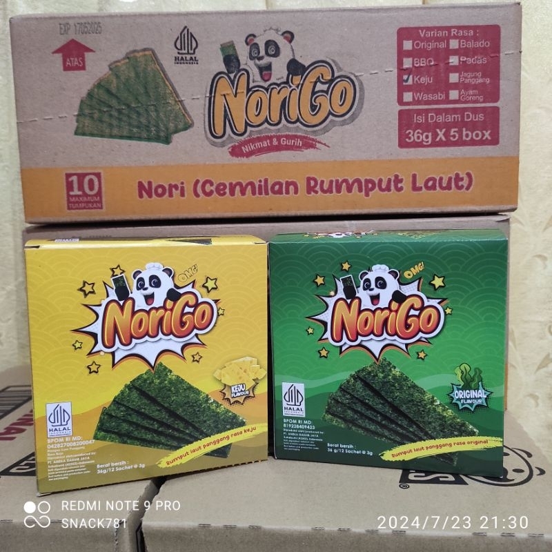 Jual norigo snack rumput laut 1 box isi 12 sachet x 3 gram | Shopee ...