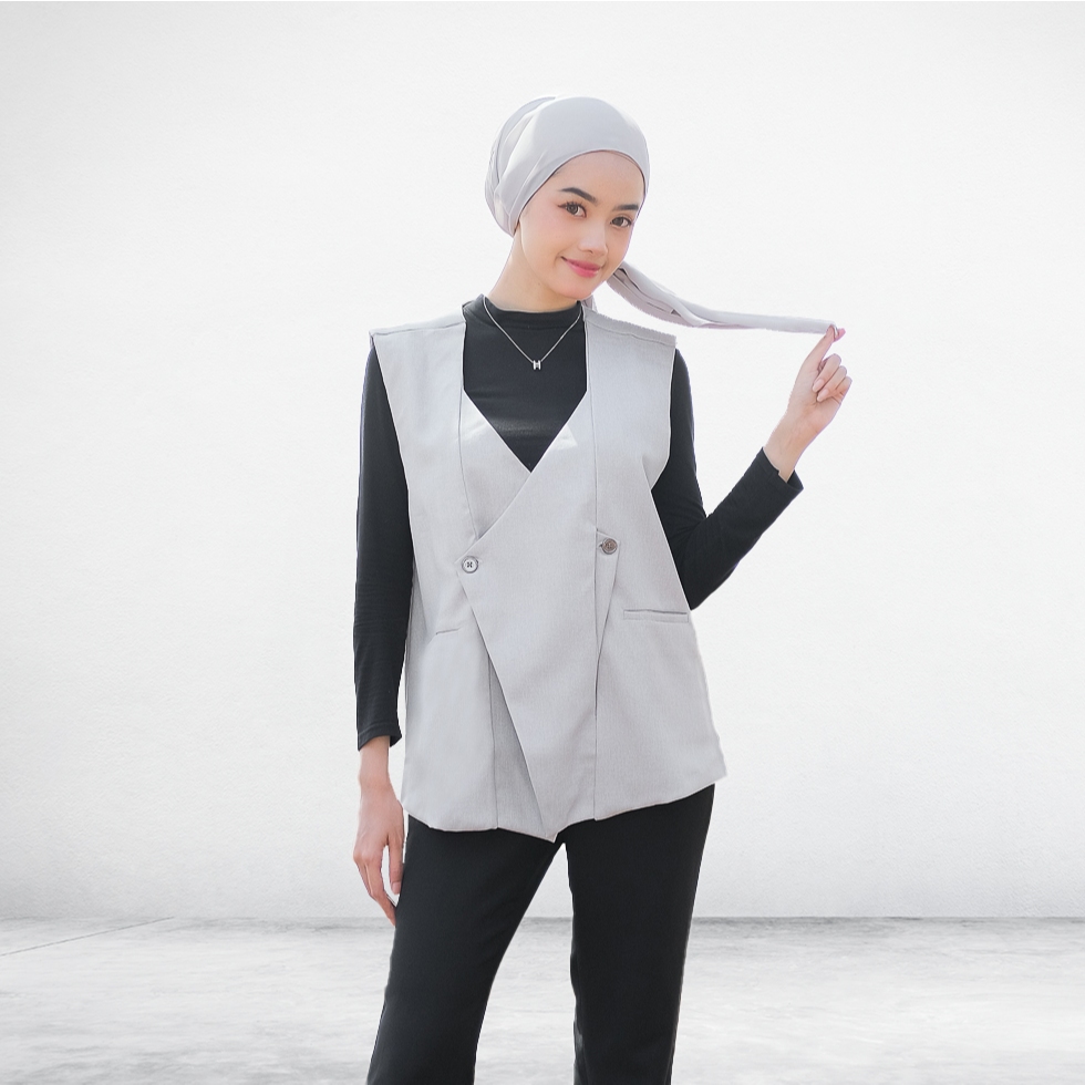 Jual TUNIQUE | Mesha Outer | Rosette Series | Outer Wanita Desain Asymetris Warna Grey | Shopee ...