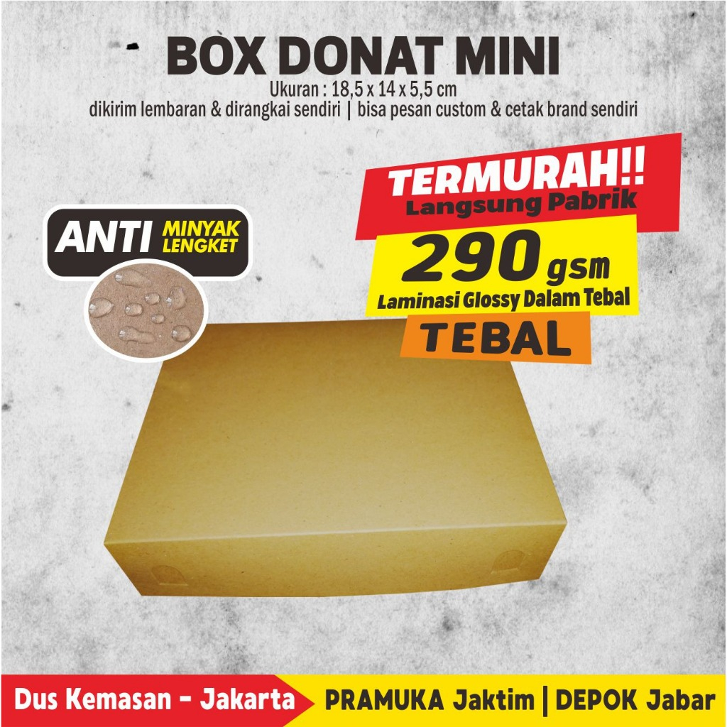Jual BOX DONAT MINI KRAFT POLOS FULL LAMINASI | Shopee Indonesia