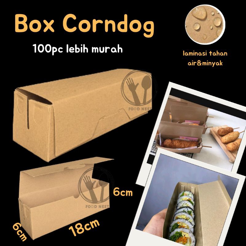 Jual Kotak Box Corndog Hotang Sosis Box Street Food Sate, Corndog BOX ...