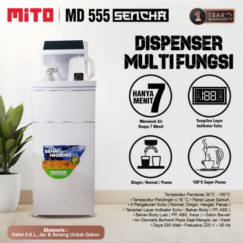 Jual MITO WATER DISPENSER GALON BAWAH MULTIFUNGSI MD555 | Shopee Indonesia