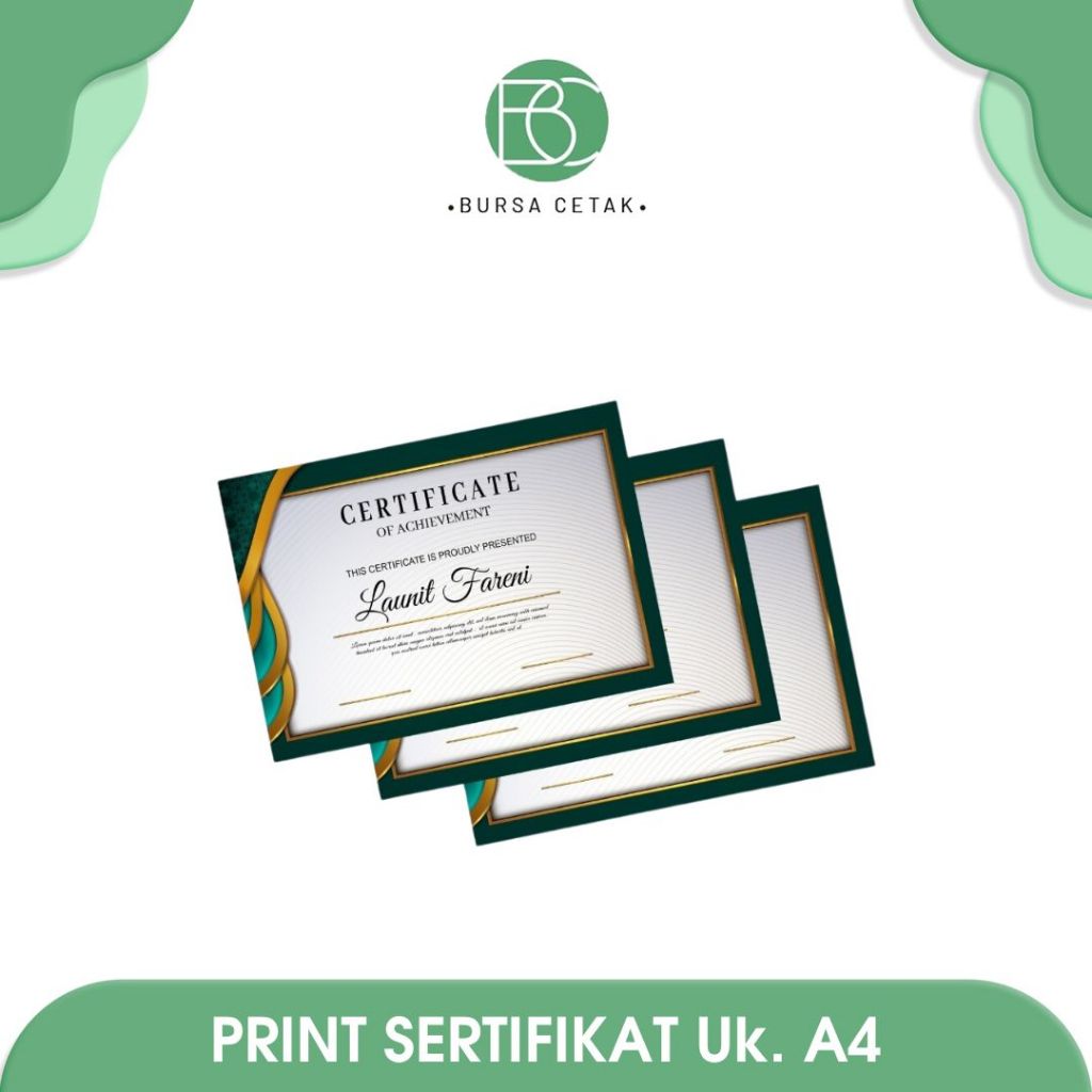 Jual BURSA CETAK - Print SertIfikat Ukuran A4 / Cetak Sertipikat Custom ...