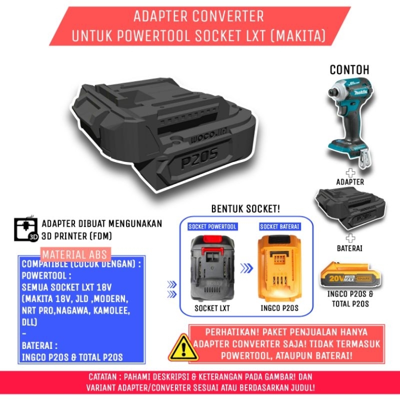Jual Adapter Baterai Ingco/Total (P20S) - U/ Tools LXT 18V (Makita ...
