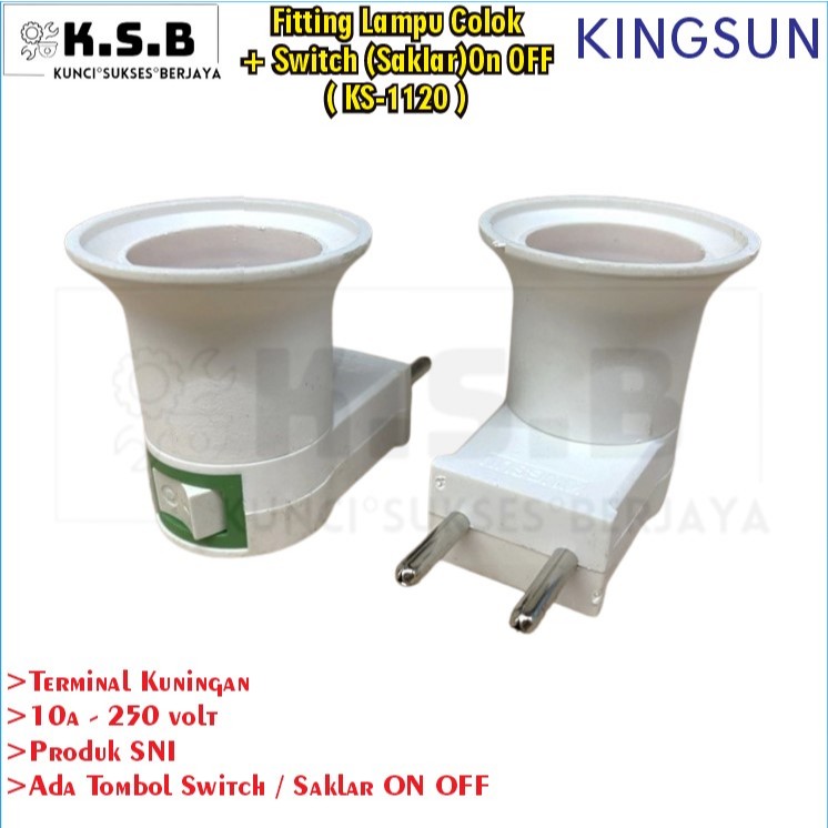 Jual Fitting Lampu Colok + Switch / Saklar ON OFF Putih KINGSUN ( KS ...
