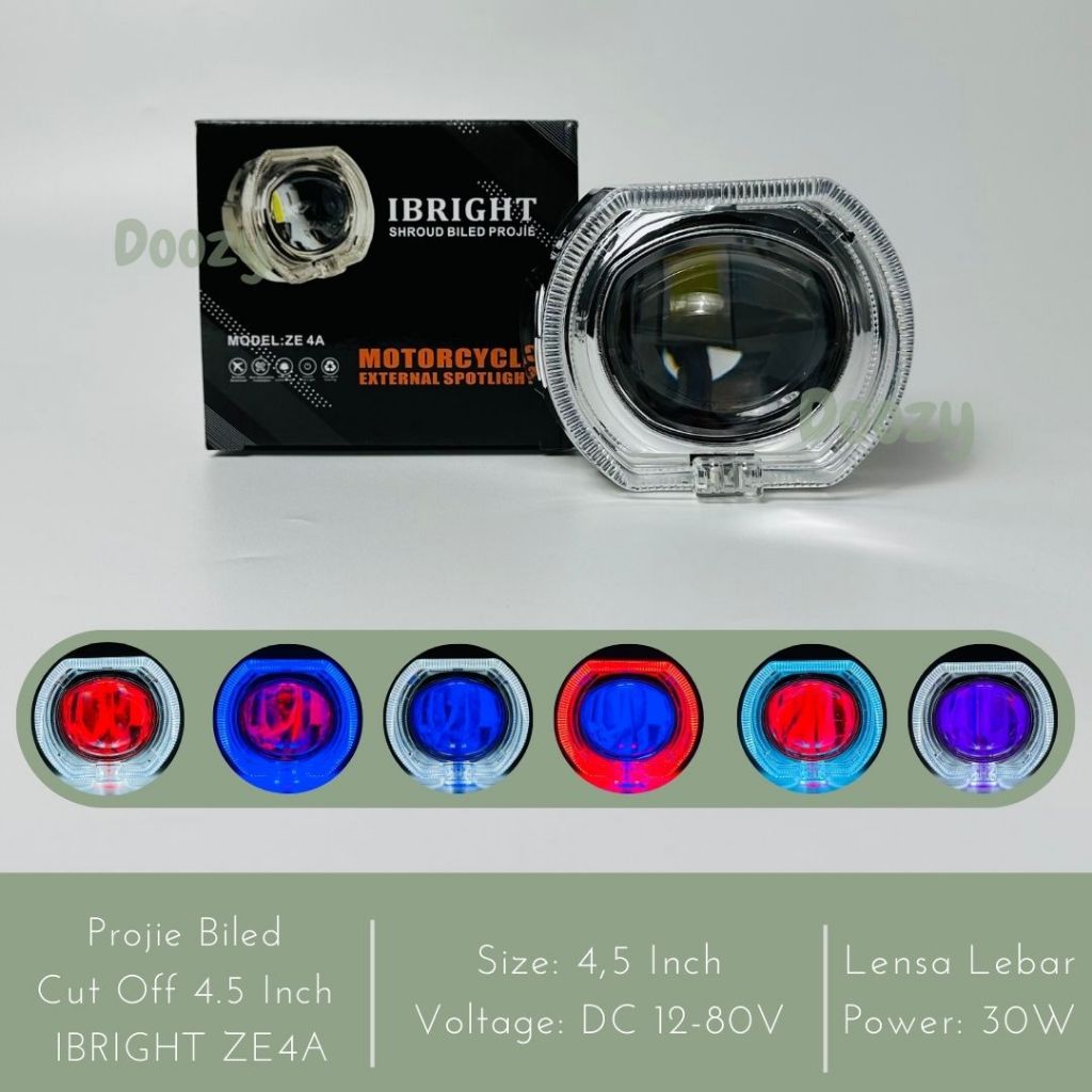 Jual IBRIGHT ZE4A Projie Biled Cut Off Lensa Lebih Lebar Body Silver 4.5 Inch Plus Shroud Dan ...