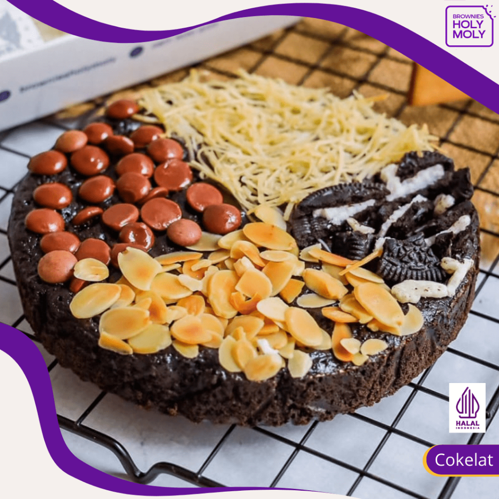 Jual Brownies Pizza Cokelat Brownies Bulat Fudgy 16 cm Topping Almond ...