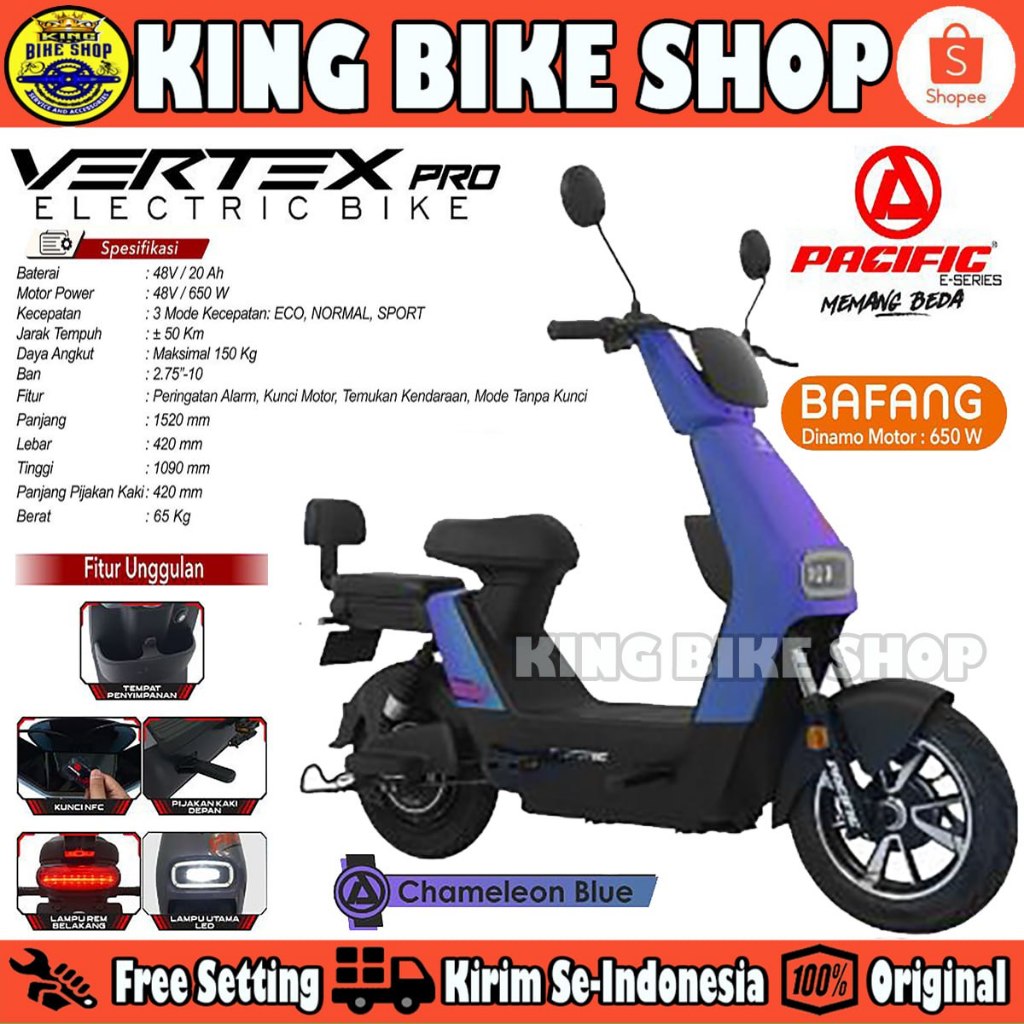 Jual Sepeda Listrik PACIFIC VERTEX PRO 650 Watt 20 AH Electric E Bike BY PACIFIC | Shopee Indonesia