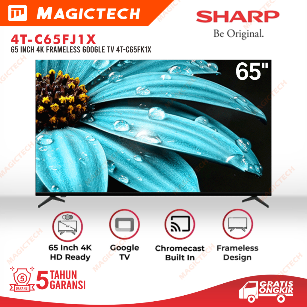 Jual TV LED SHARP 65 INCH / 65" 4T-C65FJ1X SMART GOOGLE TV 4K UHD HDR ...