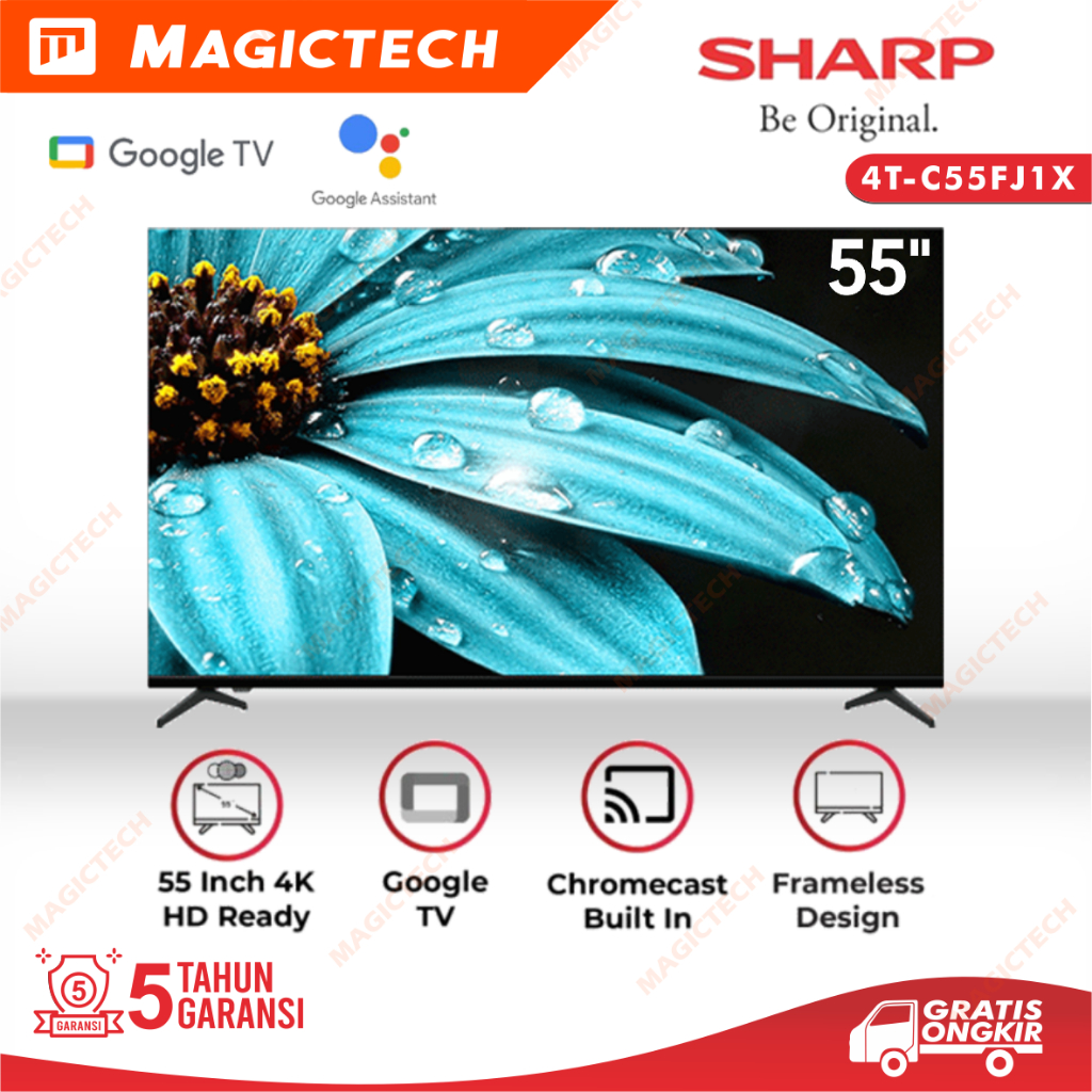 Jual TV LED SHARP 55 INCH / 55" 4T-C55FJ1X SMART GOOGLE TV 4K UHD HDR ...