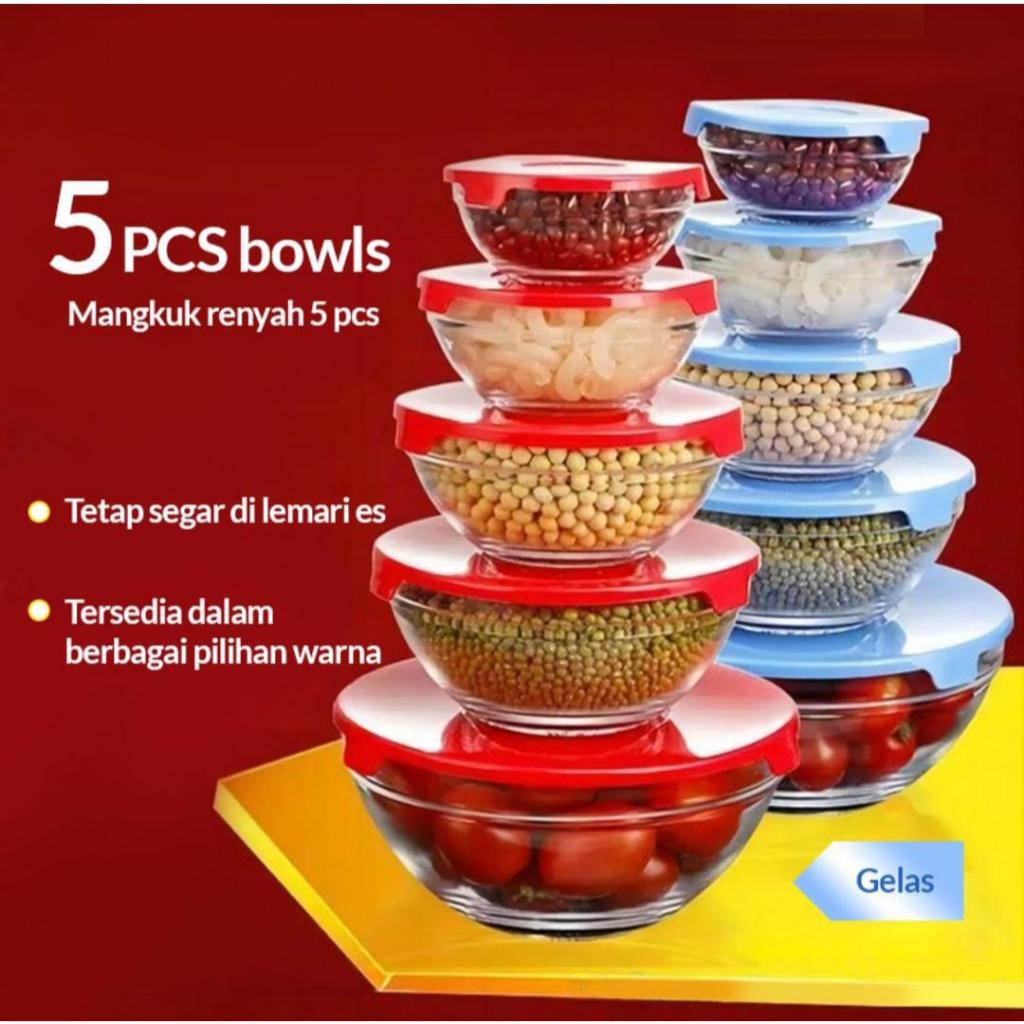 Jual Glass Bowl Set Isi 5 pcs / 5 in 1 Fresh Bowl kaca/ Mangkuk Glass ...