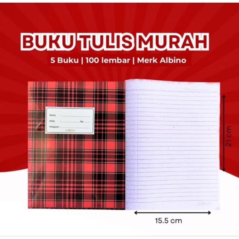 Jual Buku tulis murah pendek isi 100lembar perpack isi 5pcs harga per ...