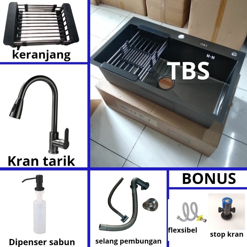 Jual Paket kitchen Sink black 7545/kitchen Sink hitam/bak cuci piring ...
