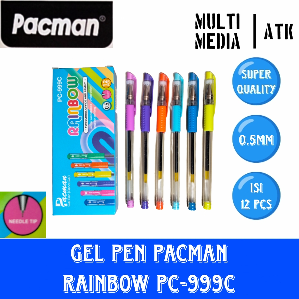 Jual GEL PEN PULPEN PENA PACMAN RAINBOW PC-999C 0.5mm (12 PCS) | Shopee ...