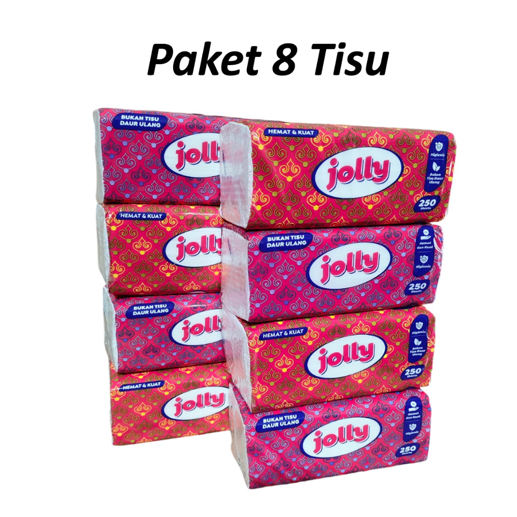 Jual [isi 8] Tisu JOLLY 250Sheet Facial Tissue 200 KEMASAN BARU ...