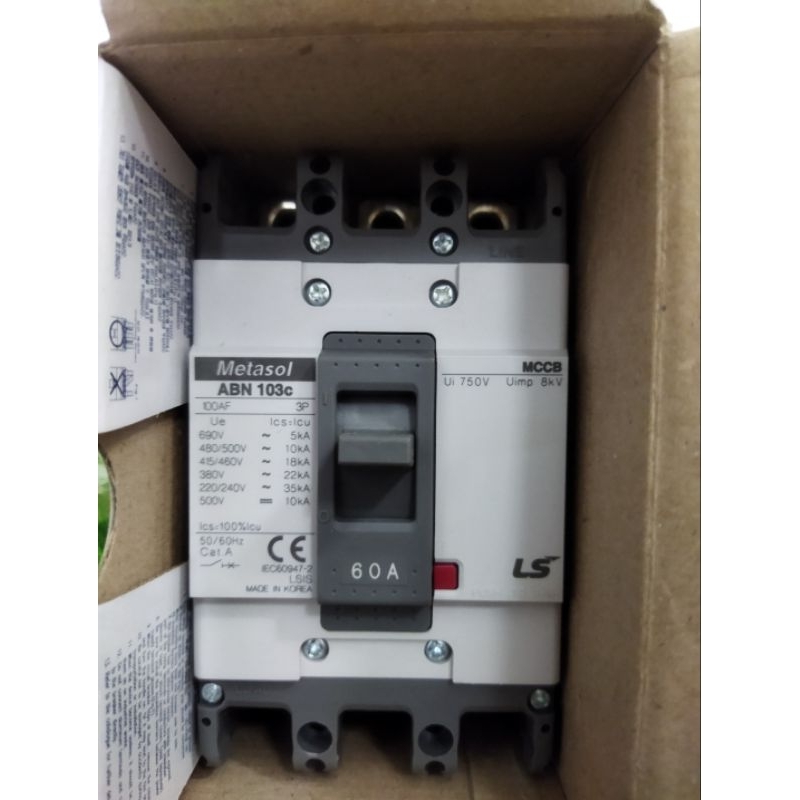 Jual MCCB 3P 60A 22kA ABN103c LS Metasol LSis original | Shopee Indonesia