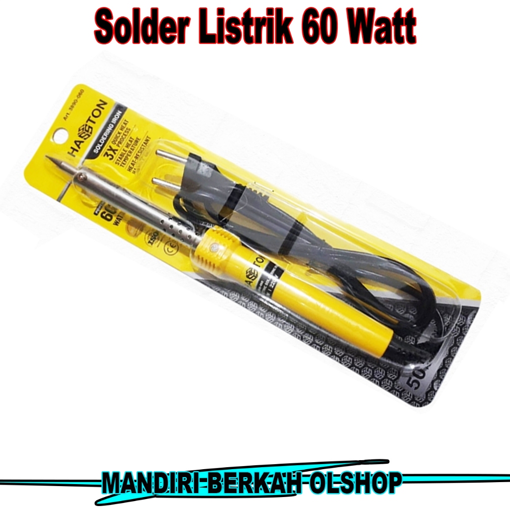 Jual Solder Listrik 60 watt Solder Gagang Pvc Soldering Iron Solder Lurus 60w Hasston | Shopee ...
