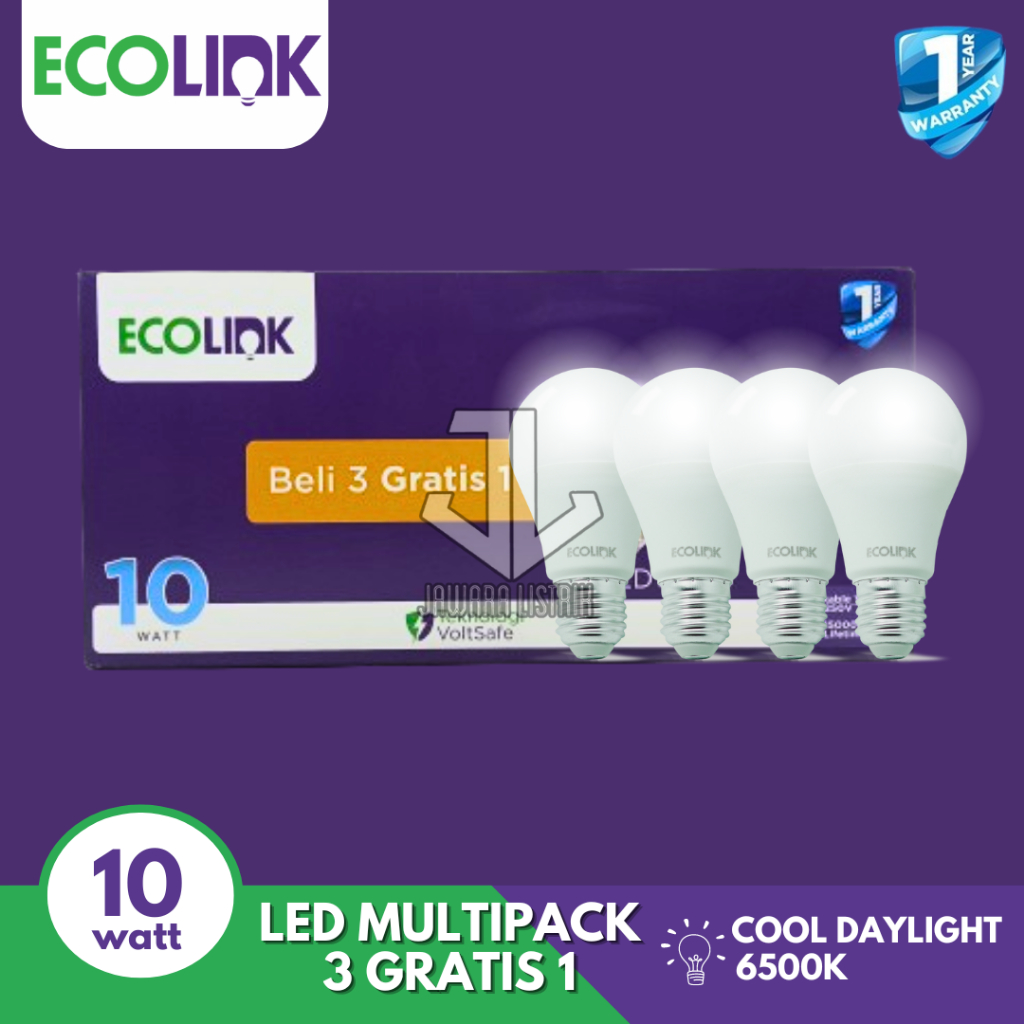 Jual ECOLINK LED BULB LAMPU PAKET BELI 3 GRATIS 1 9 WATT PUTIH | Shopee ...