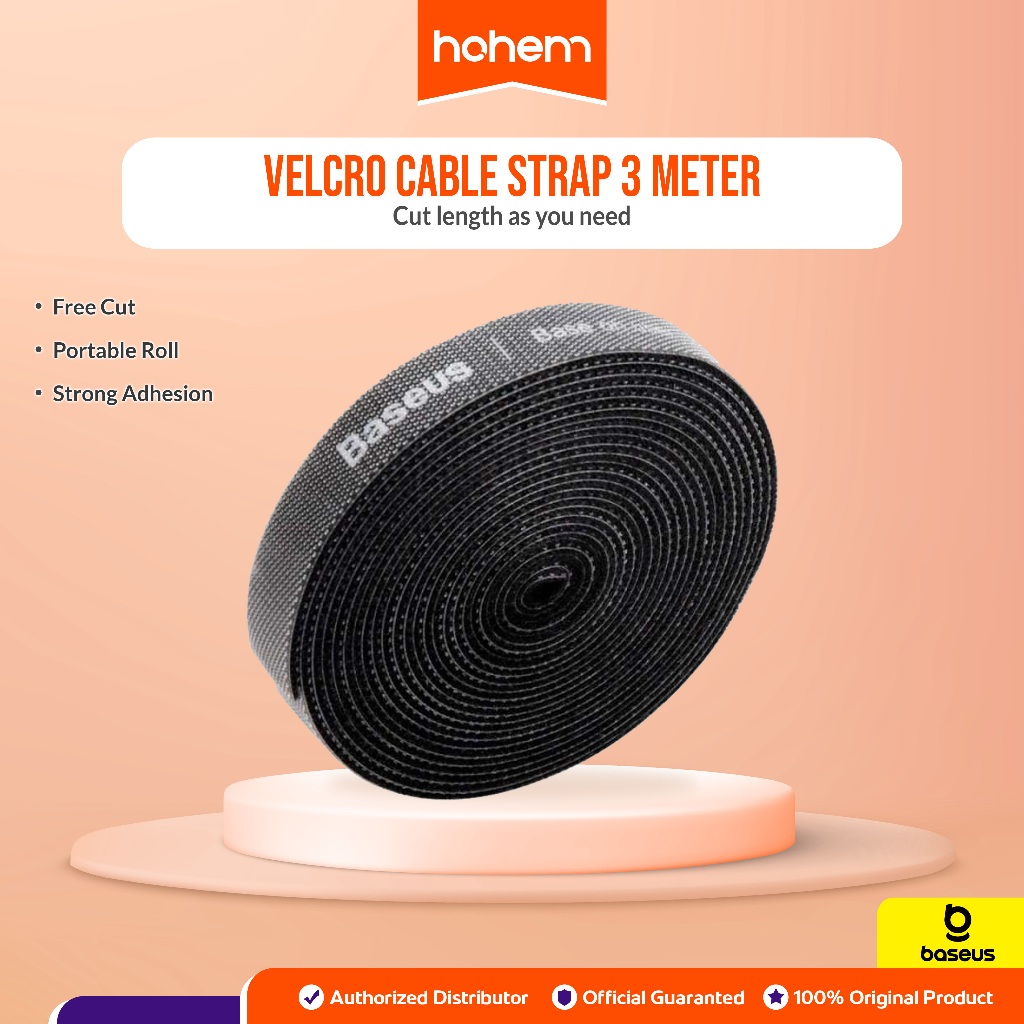 Jual BASEUS ORIGINAL Velcro Cable Strap 3M 300CM Pengikat Perekat Kabel ...